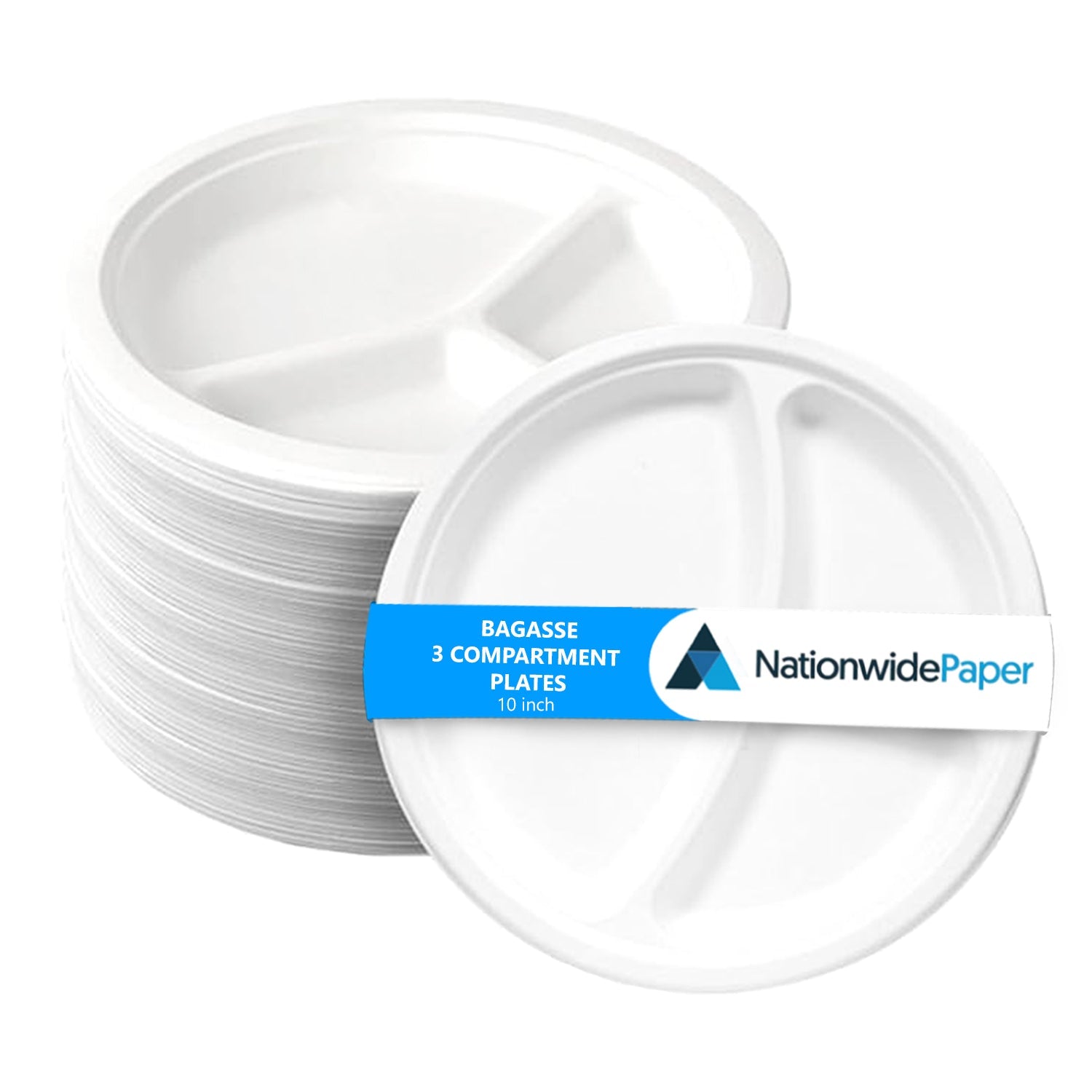 10 Inch 3 Compartment Paper Plates | For Hot & Cold Food | NPL